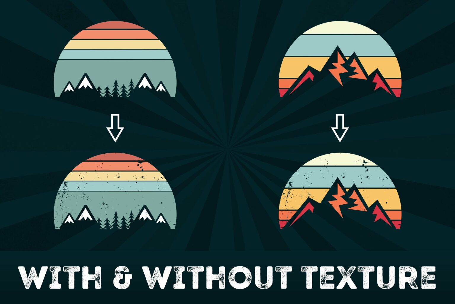 20 Retro Mountain Sunsets Bundle – MasterBundles