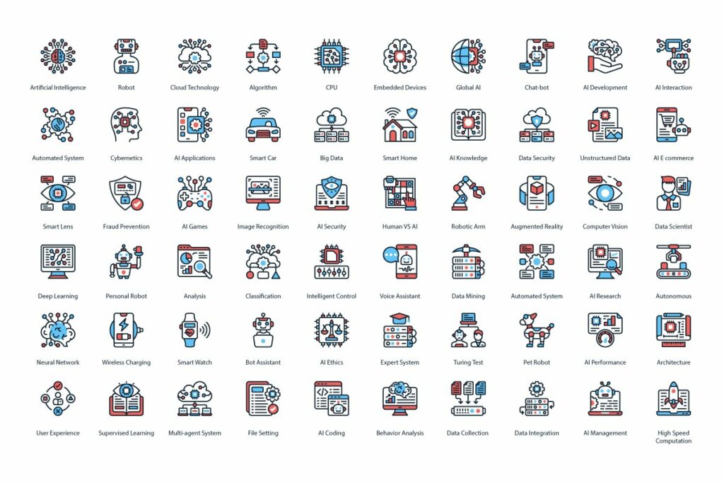 Artificial Intelligence Color Icons – MasterBundles
