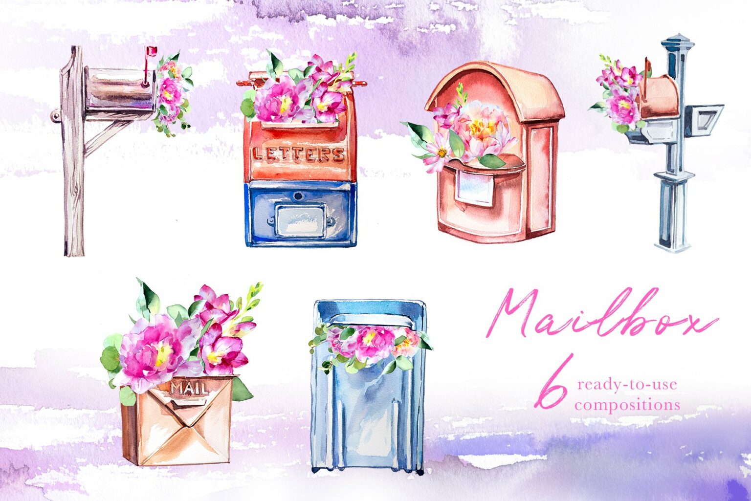 Watercolor Mailbox Clipart Set – MasterBundles
