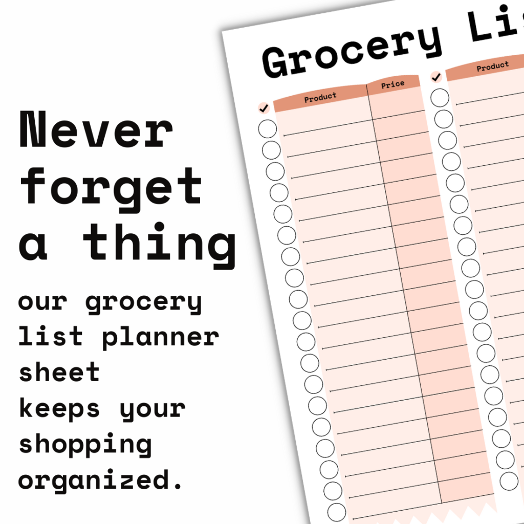 Grocery List Planner Sheet Template - MasterBundles