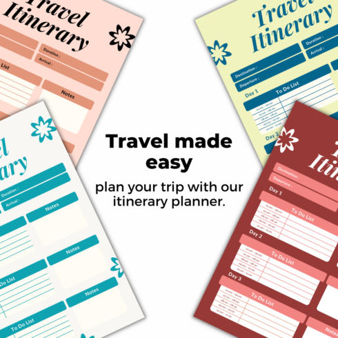 4 Minimalist Travel Itinerary Planners - MasterBundles
