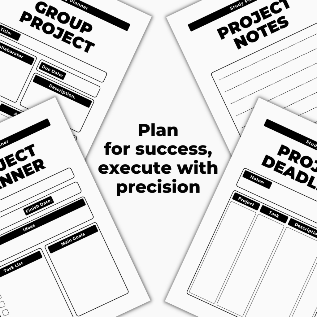 Minimalist Study Project Planner Canva Template - MasterBundles