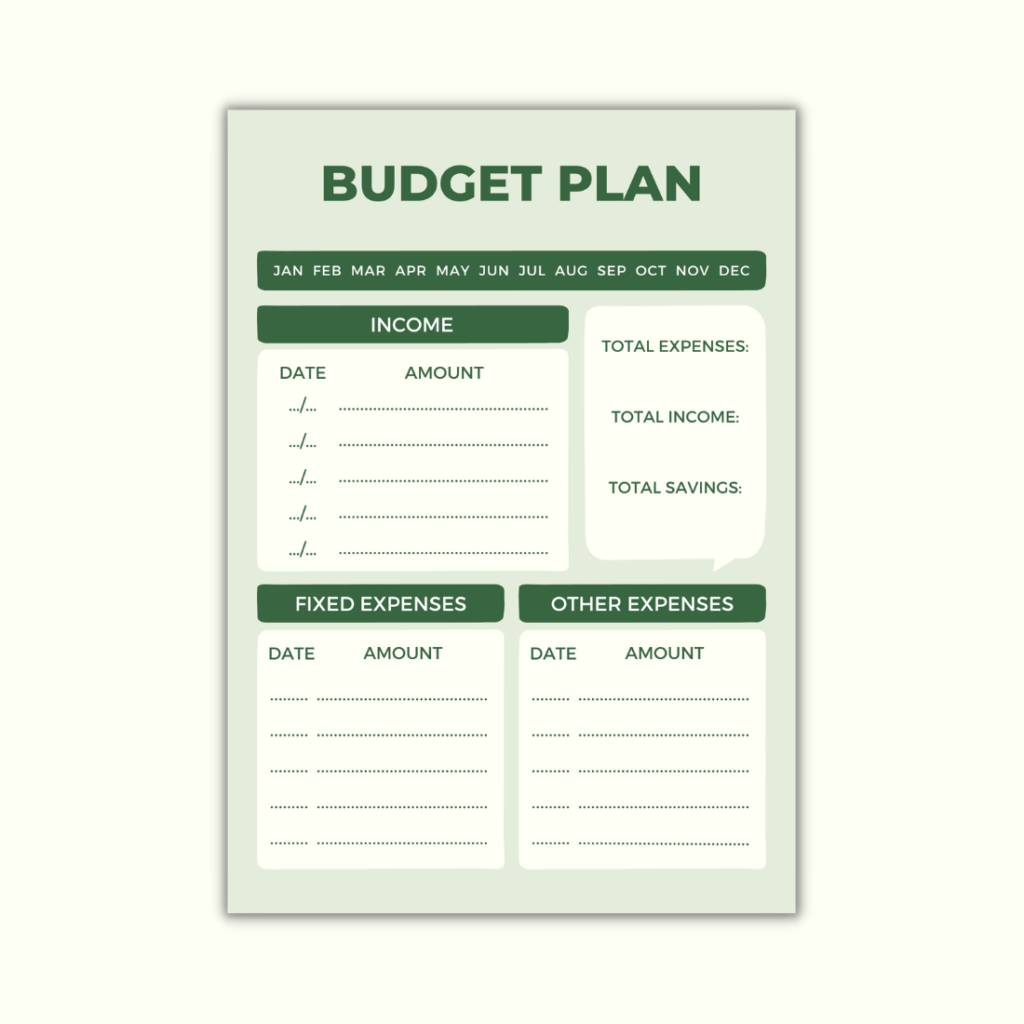Green Budget Planner Canva Template - MasterBundles