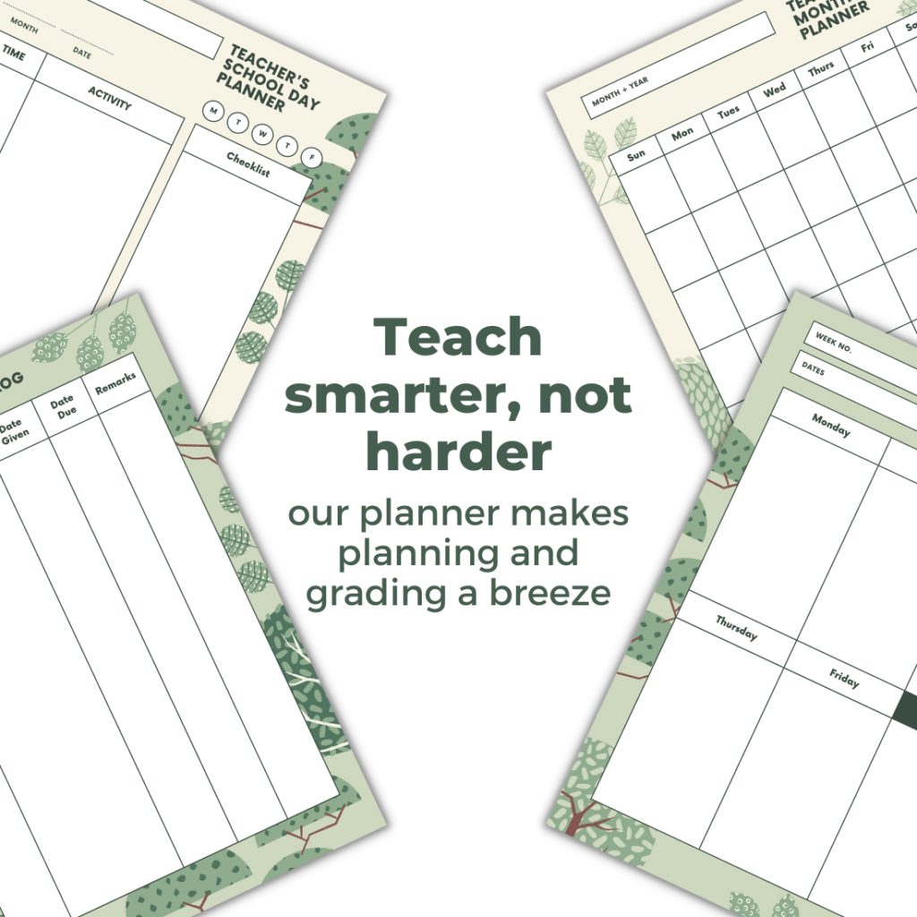 Daily Weekly Monthly School Teacher Planner - MasterBundles