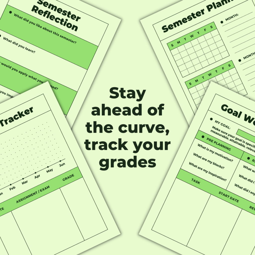 Green Study Grade Planner Canva Template - MasterBundles