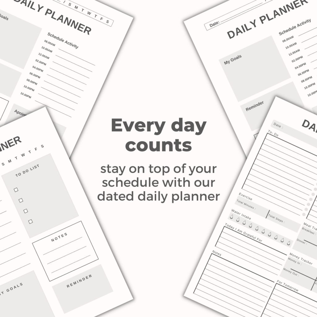 4 Minimalist Dated Personal Daily Planners - MasterBundles