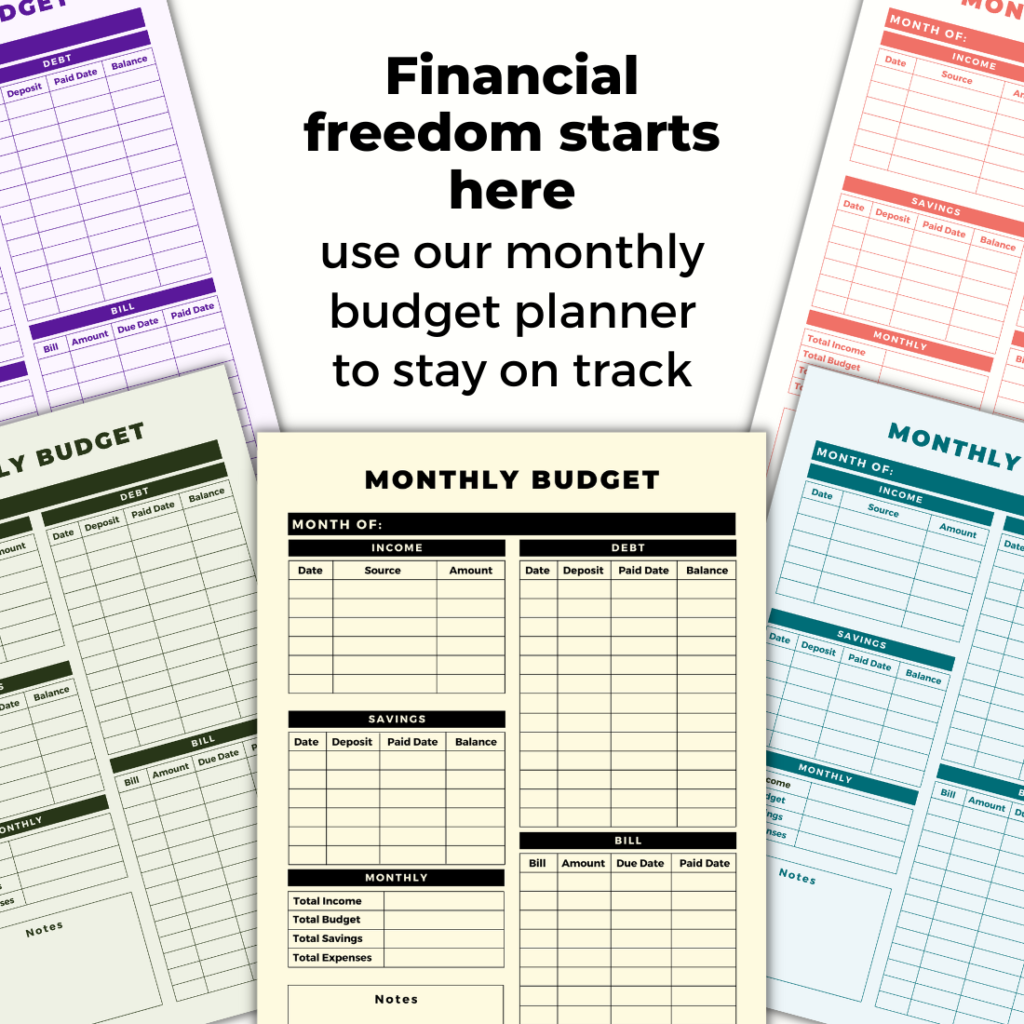 5 Colorful Monthly Budget Planners Template - MasterBundles