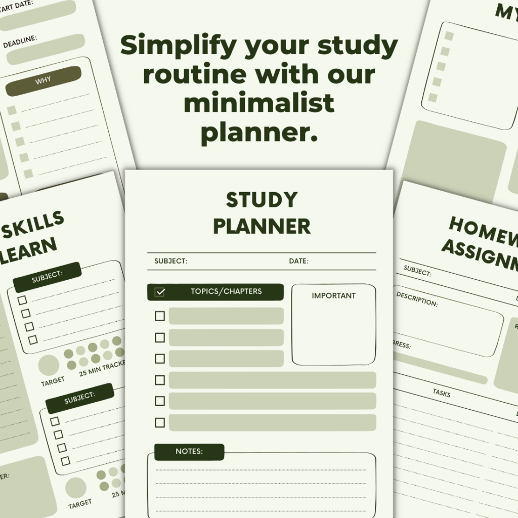 Minimalist Full Study Planner Template - MasterBundles