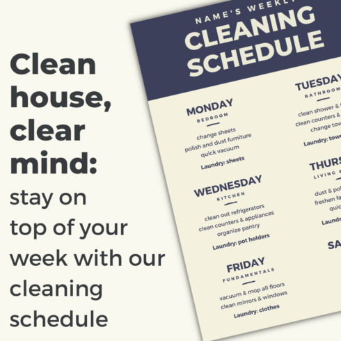 Editable Modern Weekly Cleaning Schedule - MasterBundles