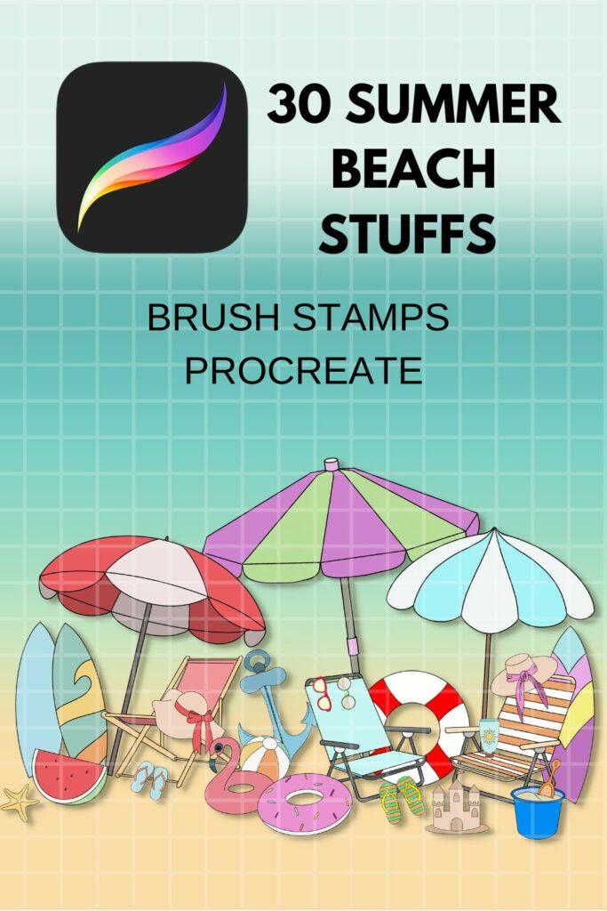 30 Summer Beach Stuff Procreate Stamps - MasterBundles
