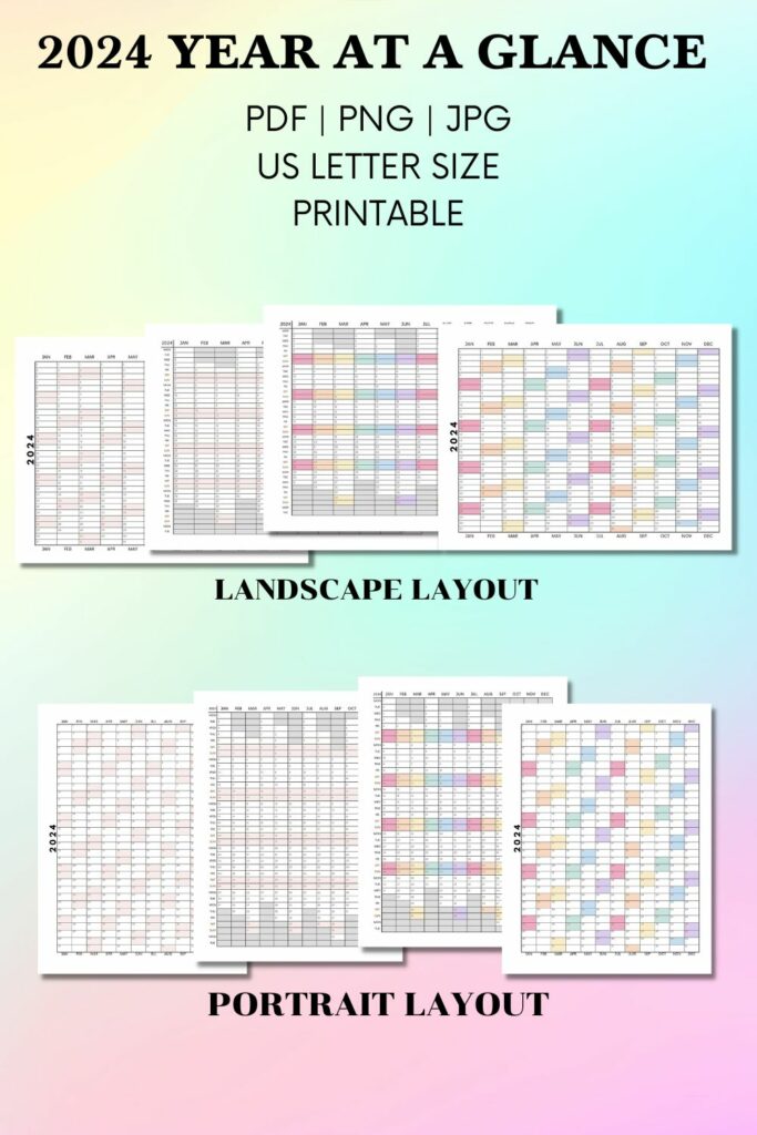 2024 Year at a Glance Printable - MasterBundles