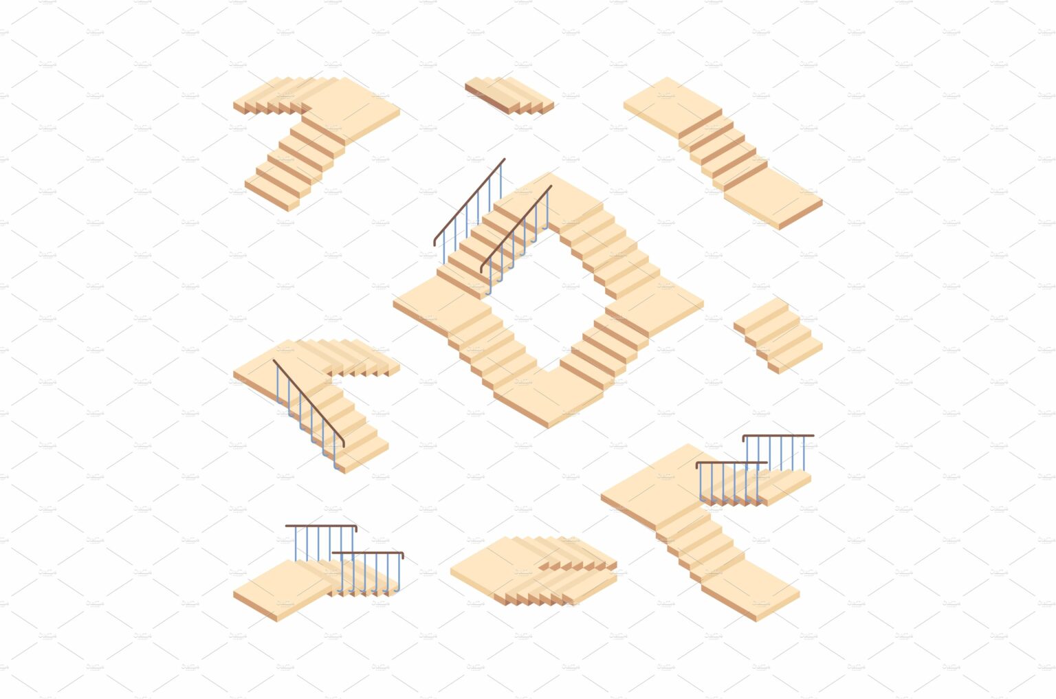 Stairs isometric. Outdoor staircase – MasterBundles