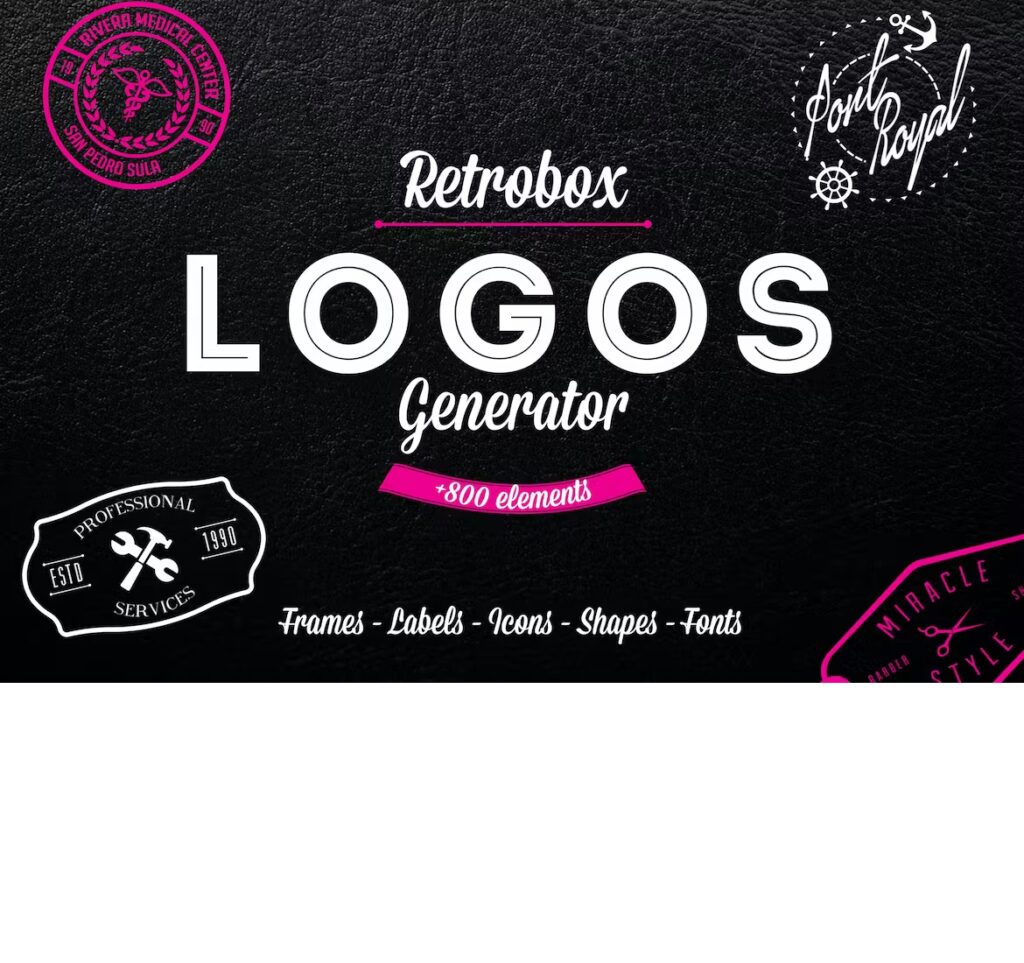 The Complete Logo Generator Pack + 800 Icons and Elements - MasterBundles