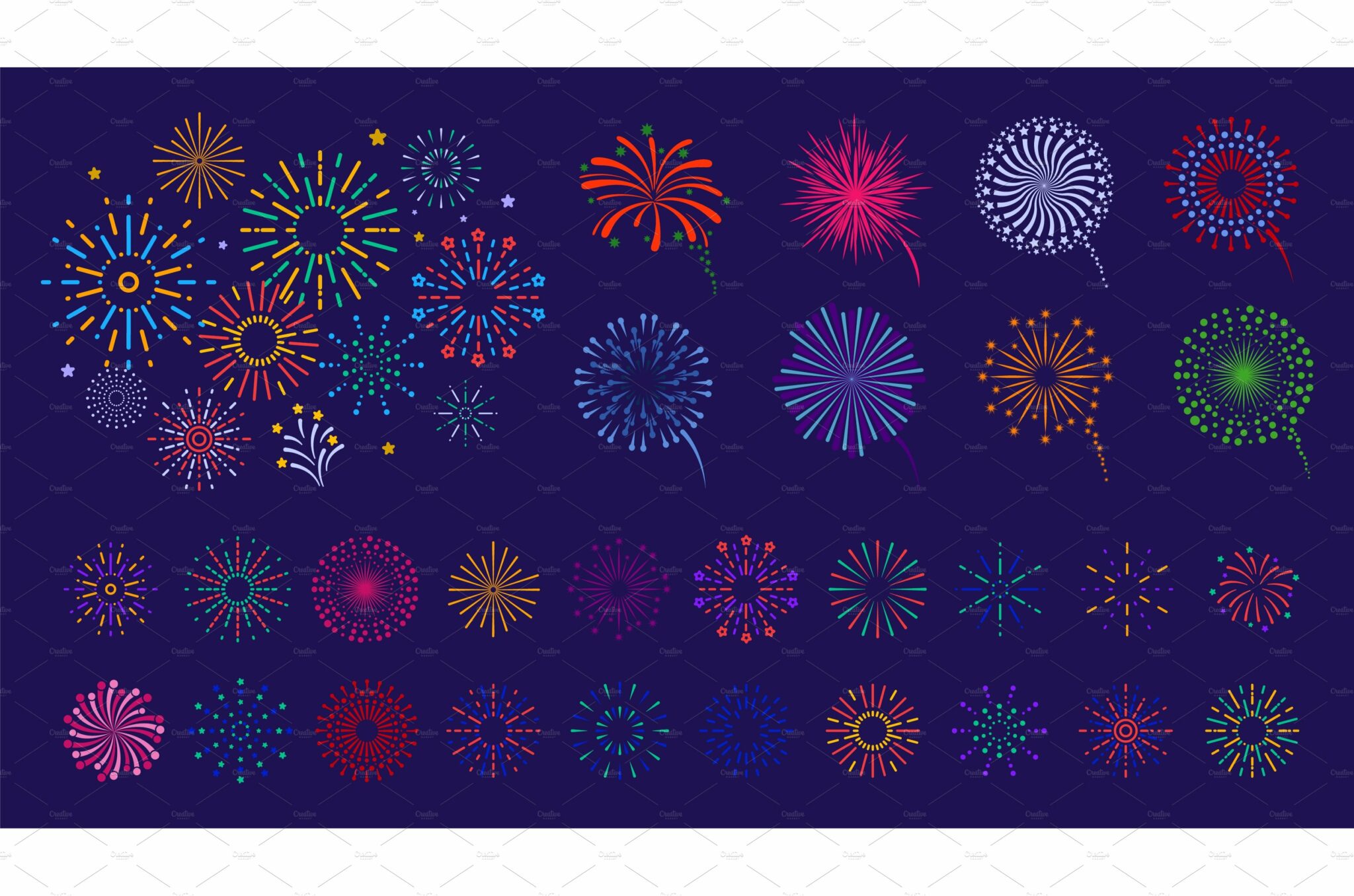 Firework collection. Color fireworks – MasterBundles