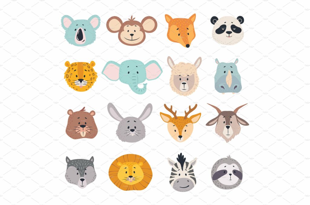 Animal heads. Cartoon faces of koala – MasterBundles