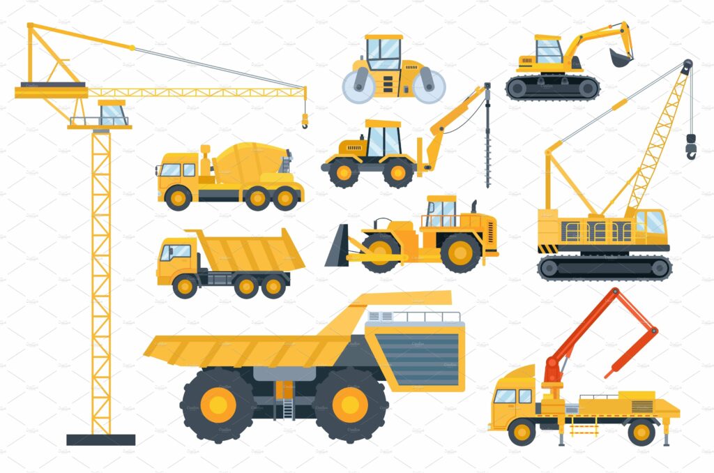 Construction heavy equipment. Crane – MasterBundles