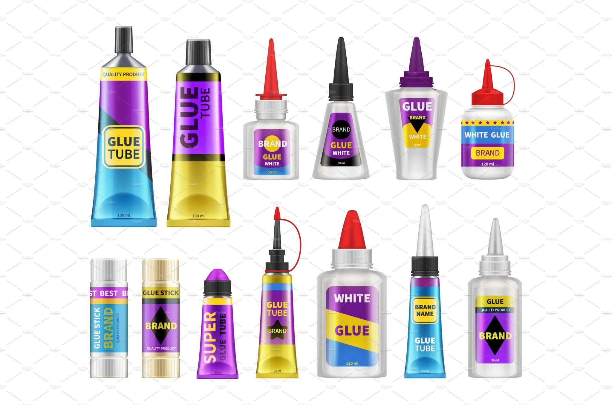 Glue packaging. Glues tubes – MasterBundles