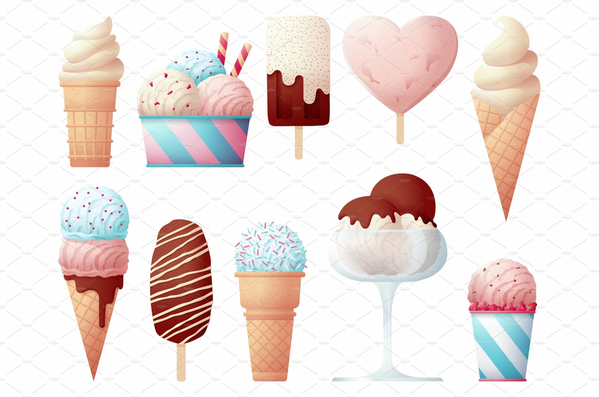 Ice cream collection. Creams objects – MasterBundles
