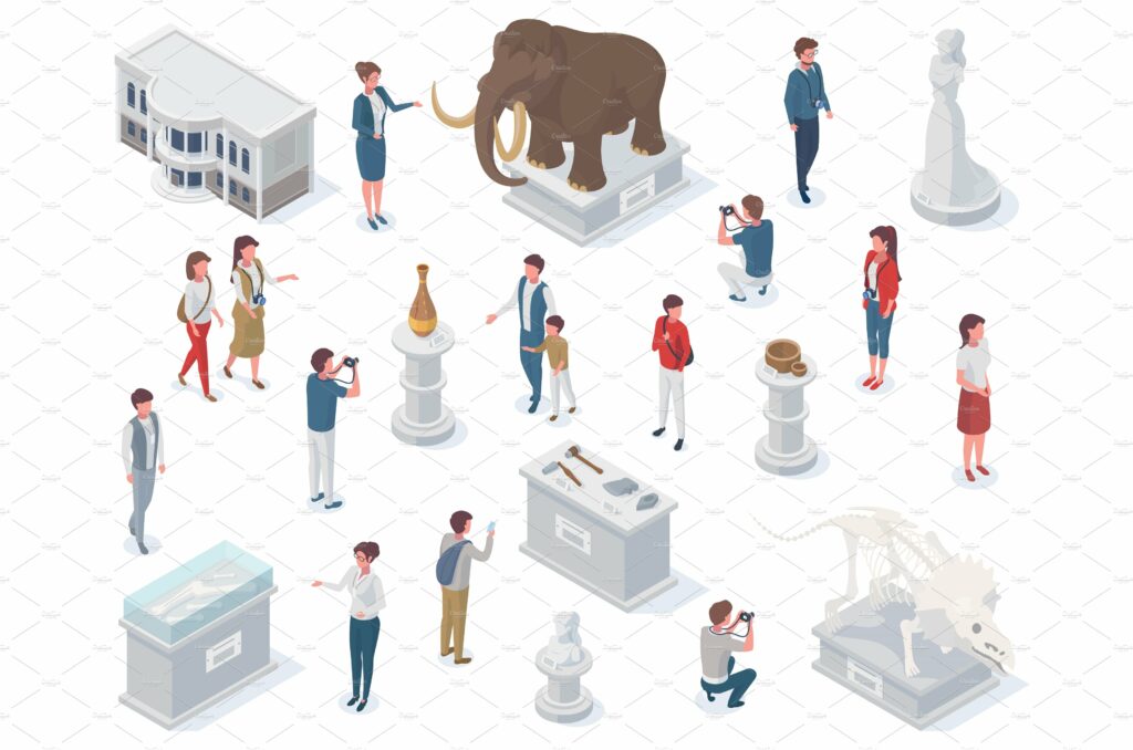 Isometric museum exhibits, ancient – MasterBundles