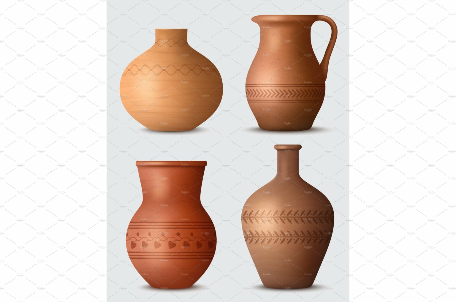 Clay kitchenware. Realistic handmade – MasterBundles