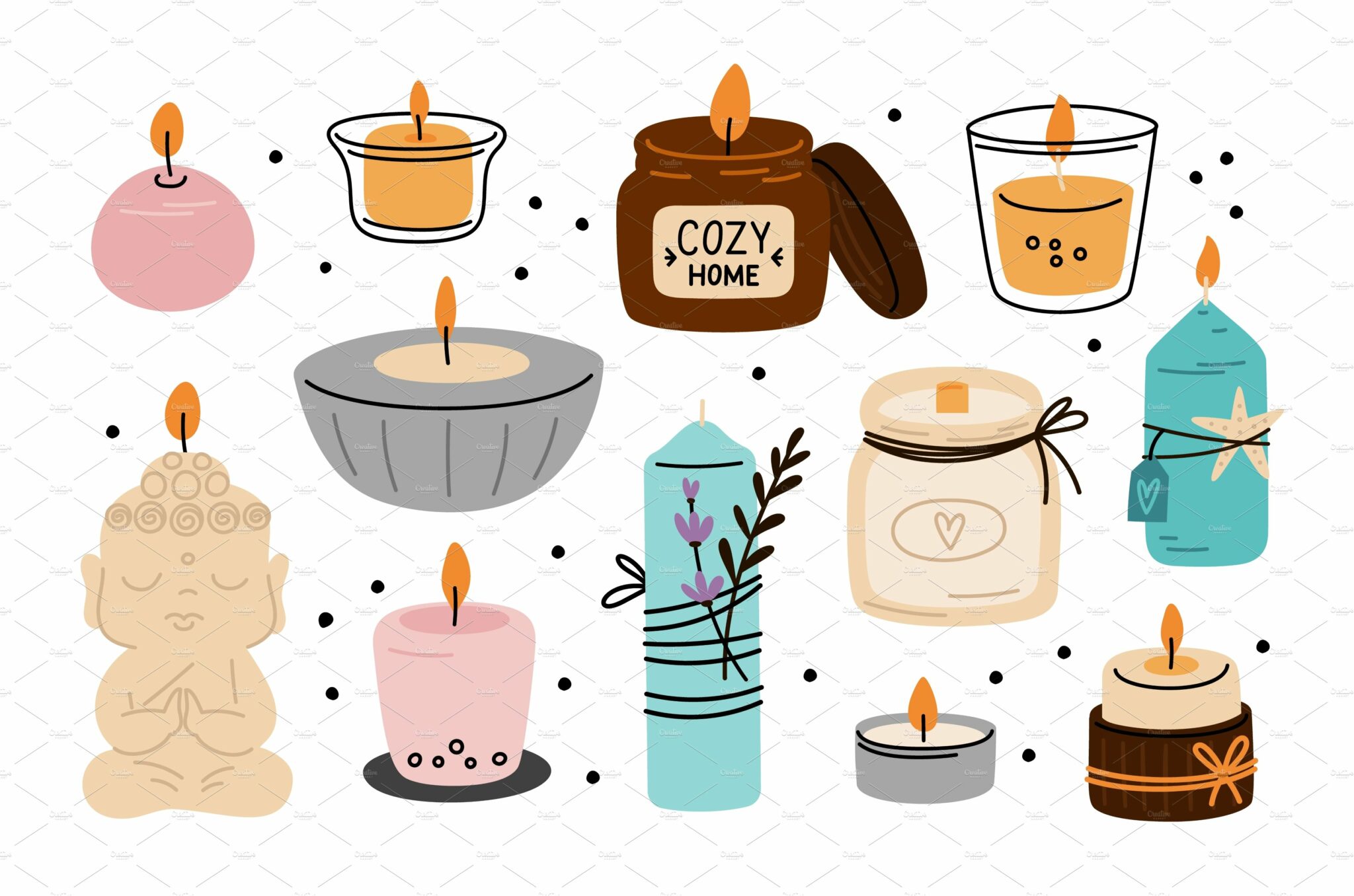 Cartoon candles in candlesticks – MasterBundles