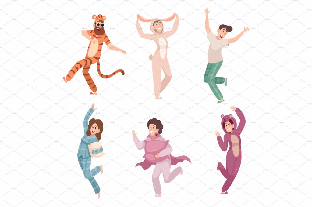 Pajamas Party Funny Characters Male Masterbundles