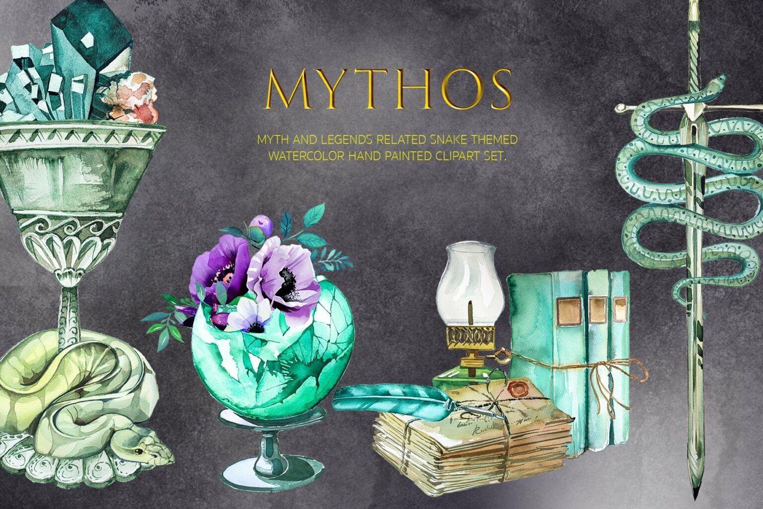 Watercolor Mythos Clipart Set – MasterBundles