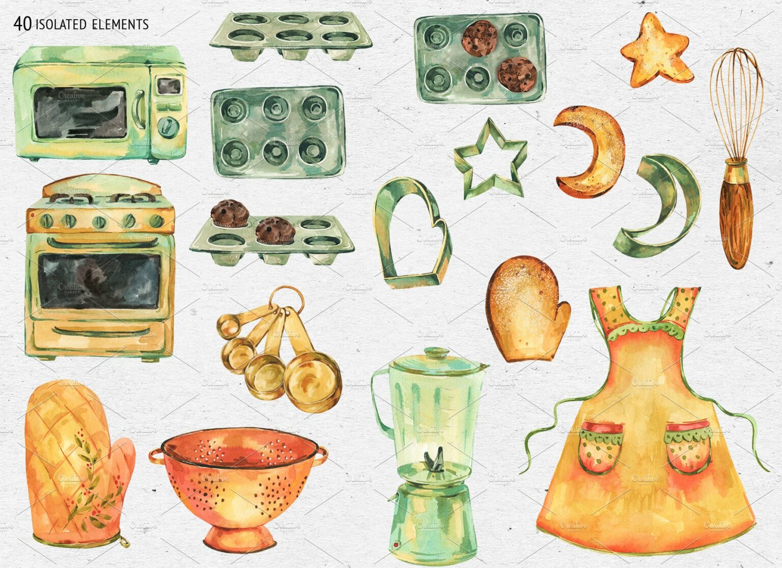 Watercolor kitchen utensils clipart – MasterBundles
