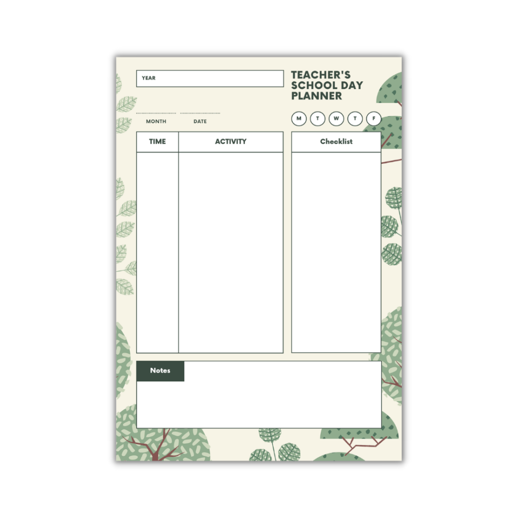 Daily Weekly Monthly School Teacher Planner - MasterBundles
