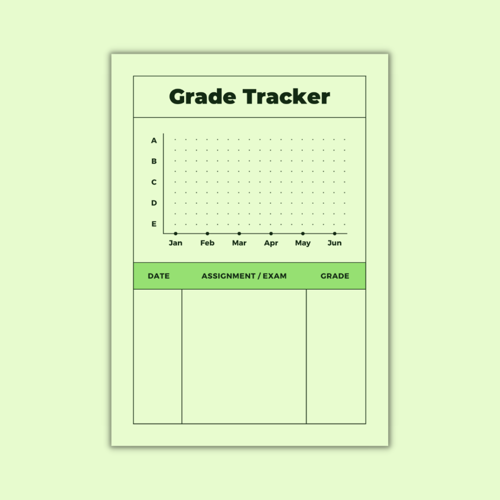 Green Study Grade Planner Canva Template - MasterBundles
