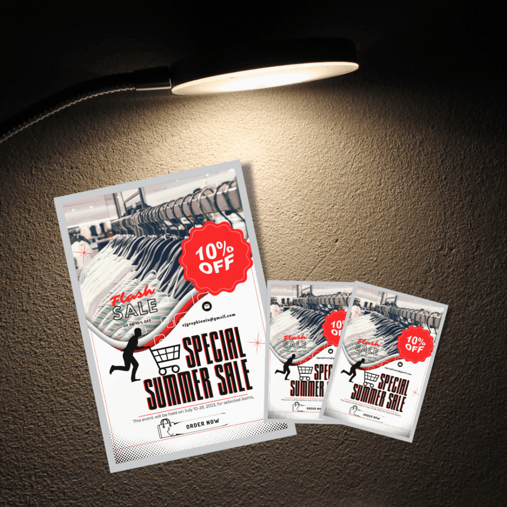 Simple minimalist clothing business promotional flyer poster design ...