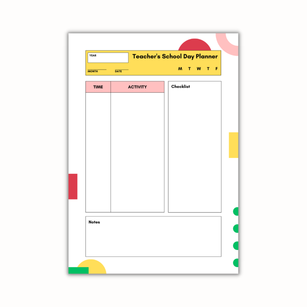 Daily Weekly Monthly School Teacher Planner Template - MasterBundles