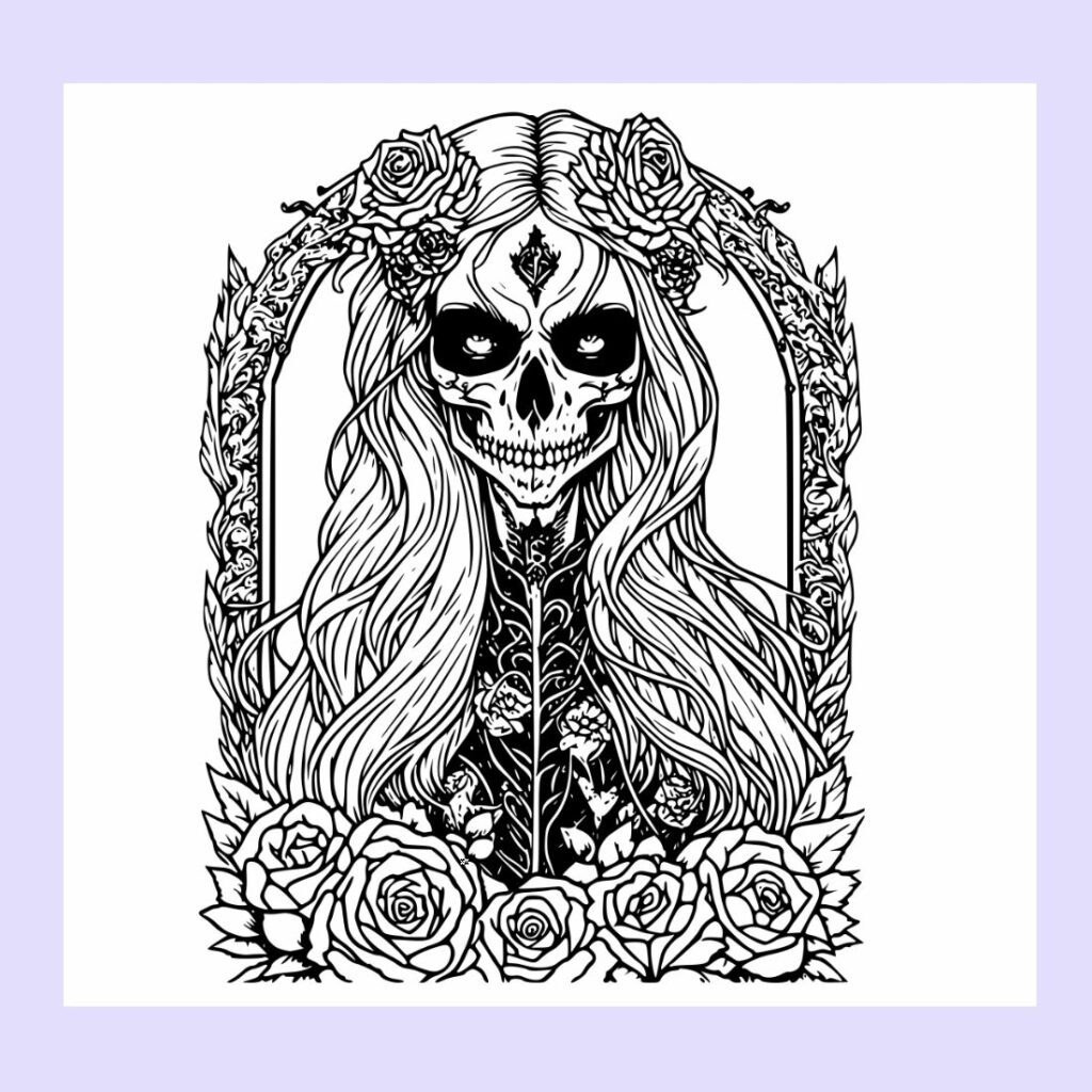 A Gothic girl with a skull and roses headdress horror and creepy ...
