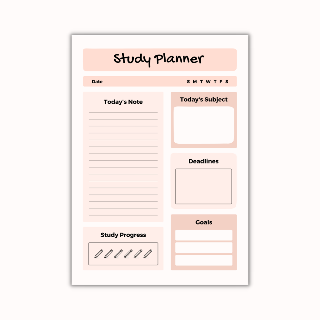 Cute Pink Student Study Planner Template - MasterBundles