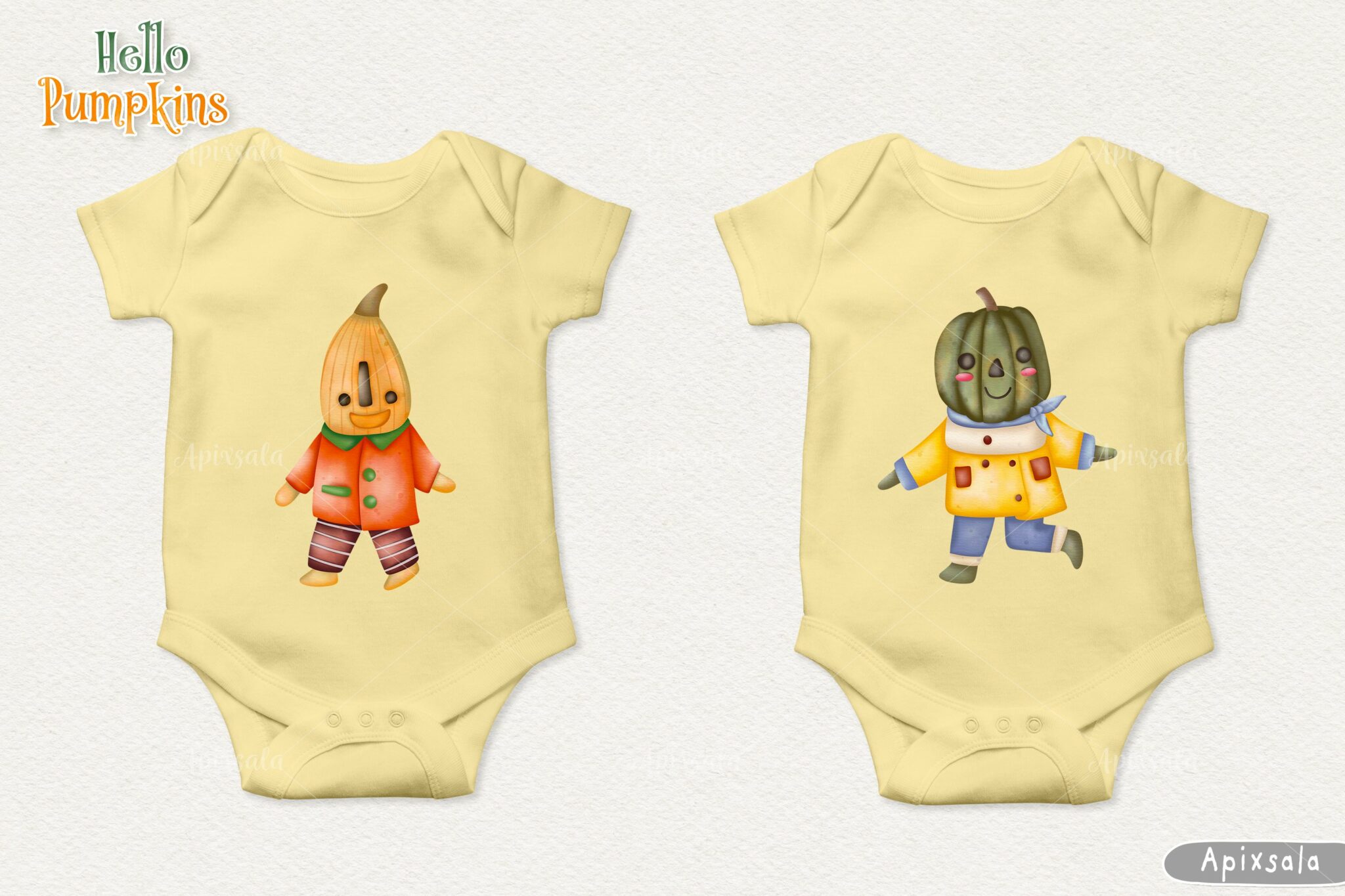 Cute Pumpkin Boy & Girl Watercolor – MasterBundles
