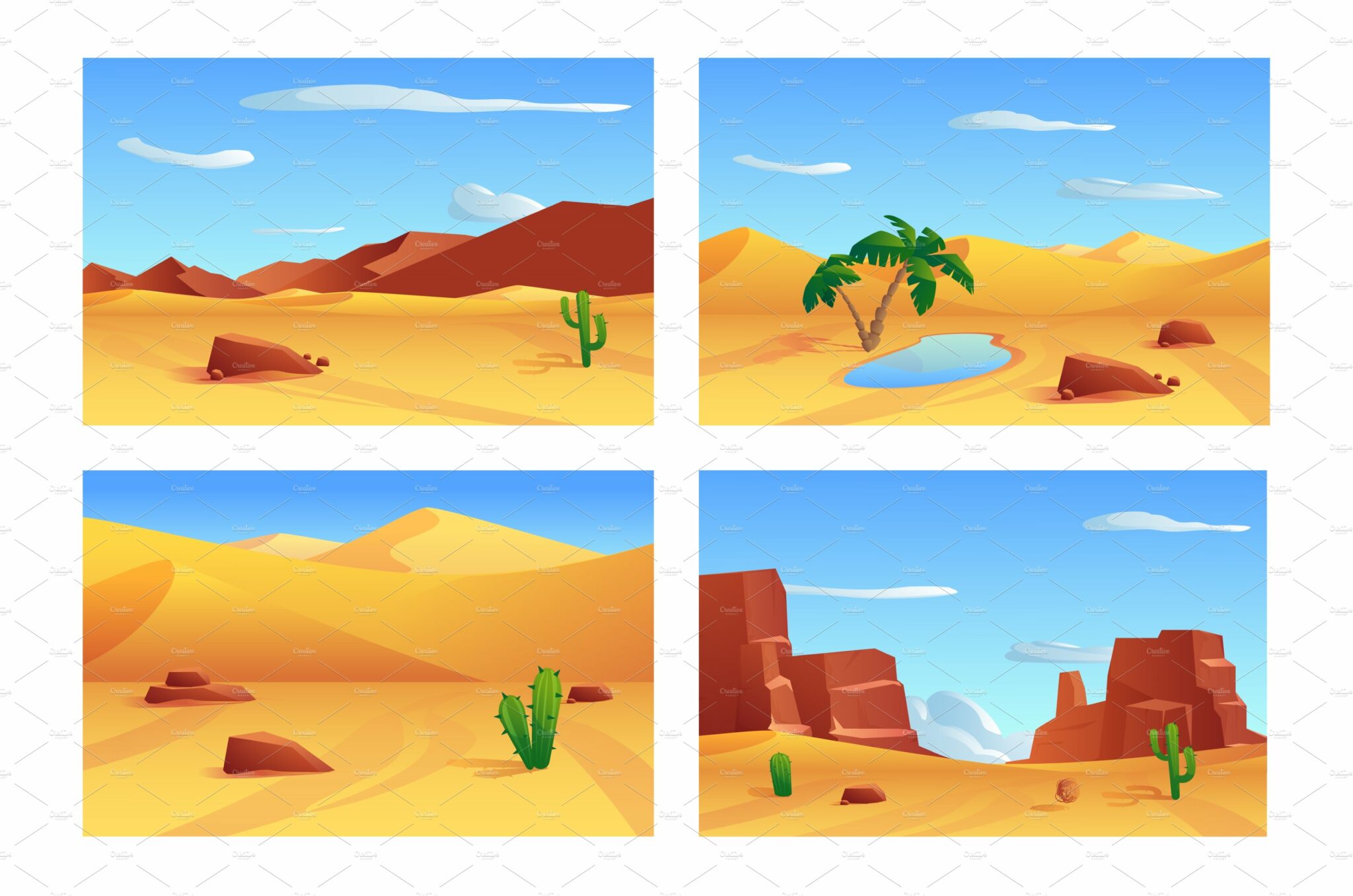 Desert banner backgrounds with oasis – MasterBundles