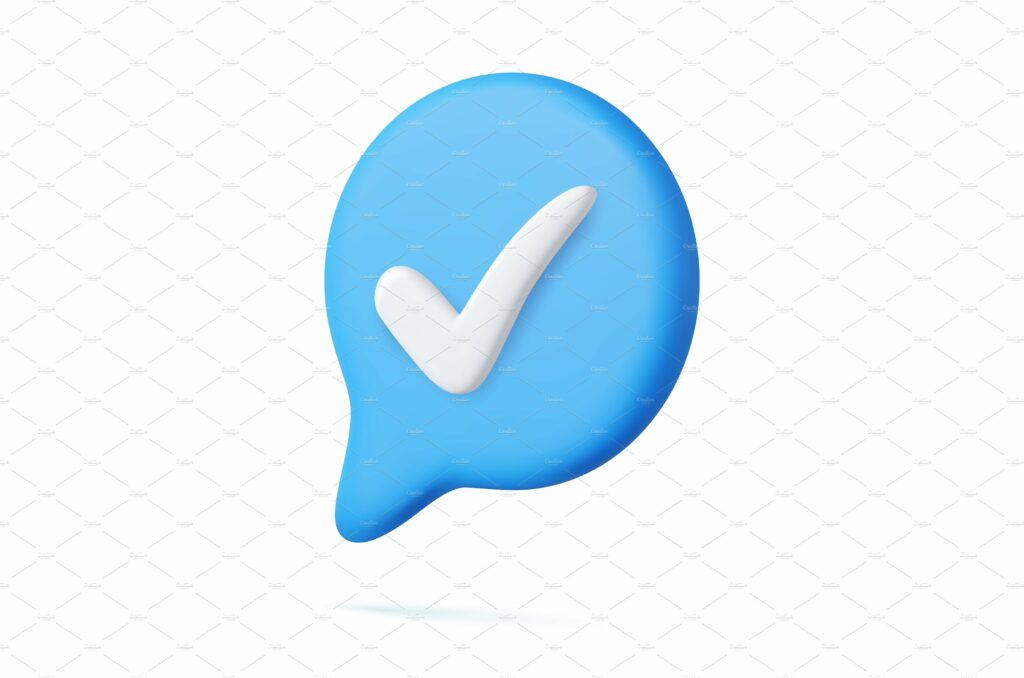 3d Blue yes check mark icon symbol – MasterBundles