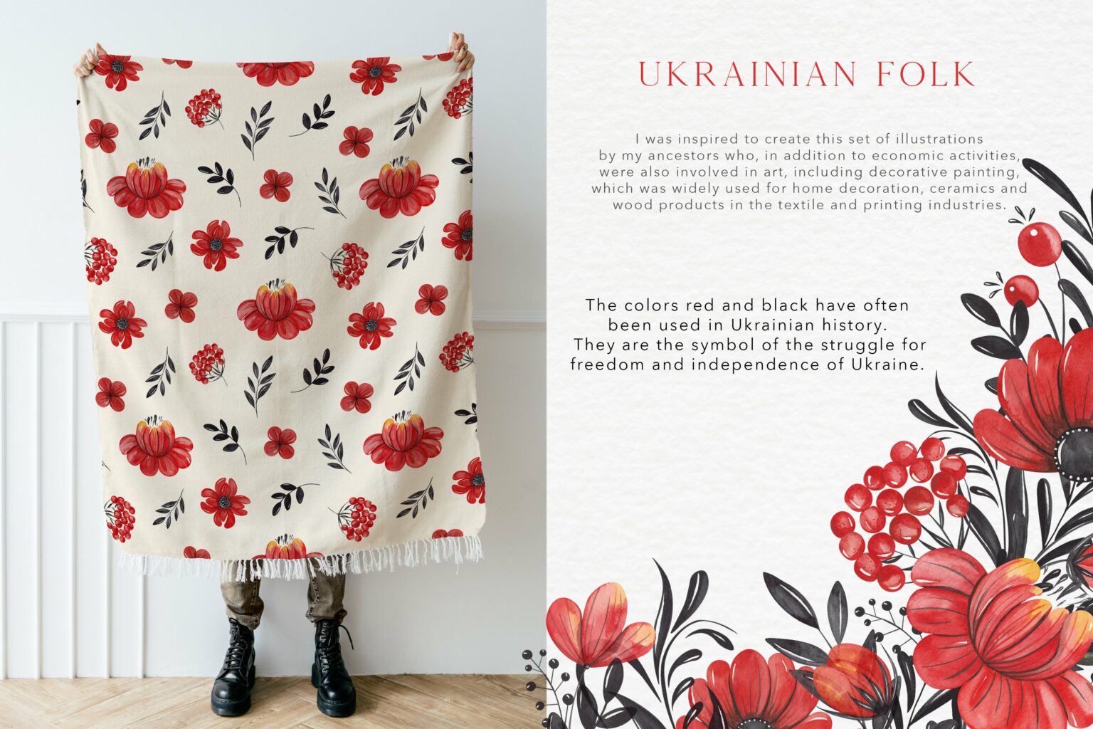 Ukrainian Folk. Watercolor flowers – MasterBundles