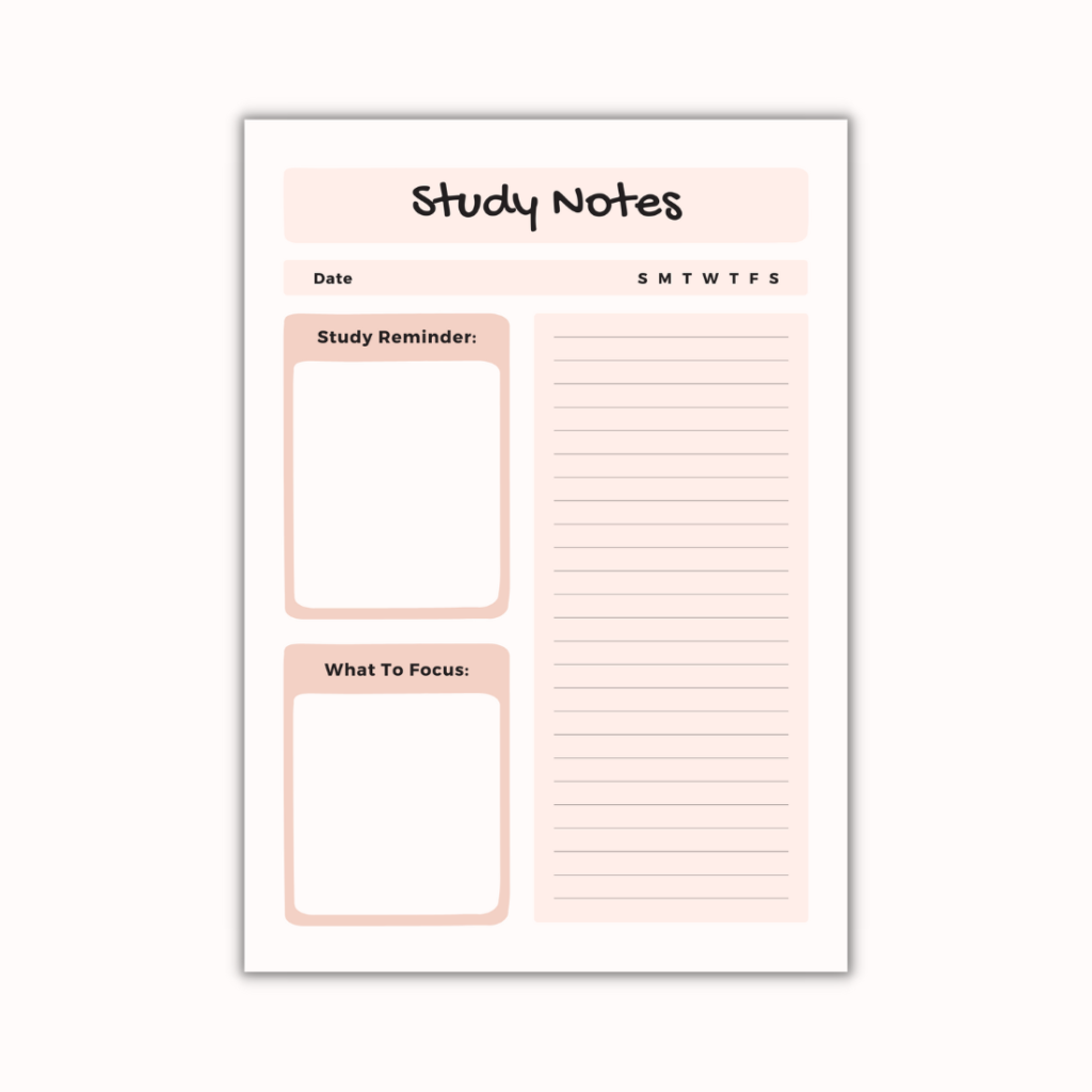 Cute Pink Student Study Planner Template - MasterBundles