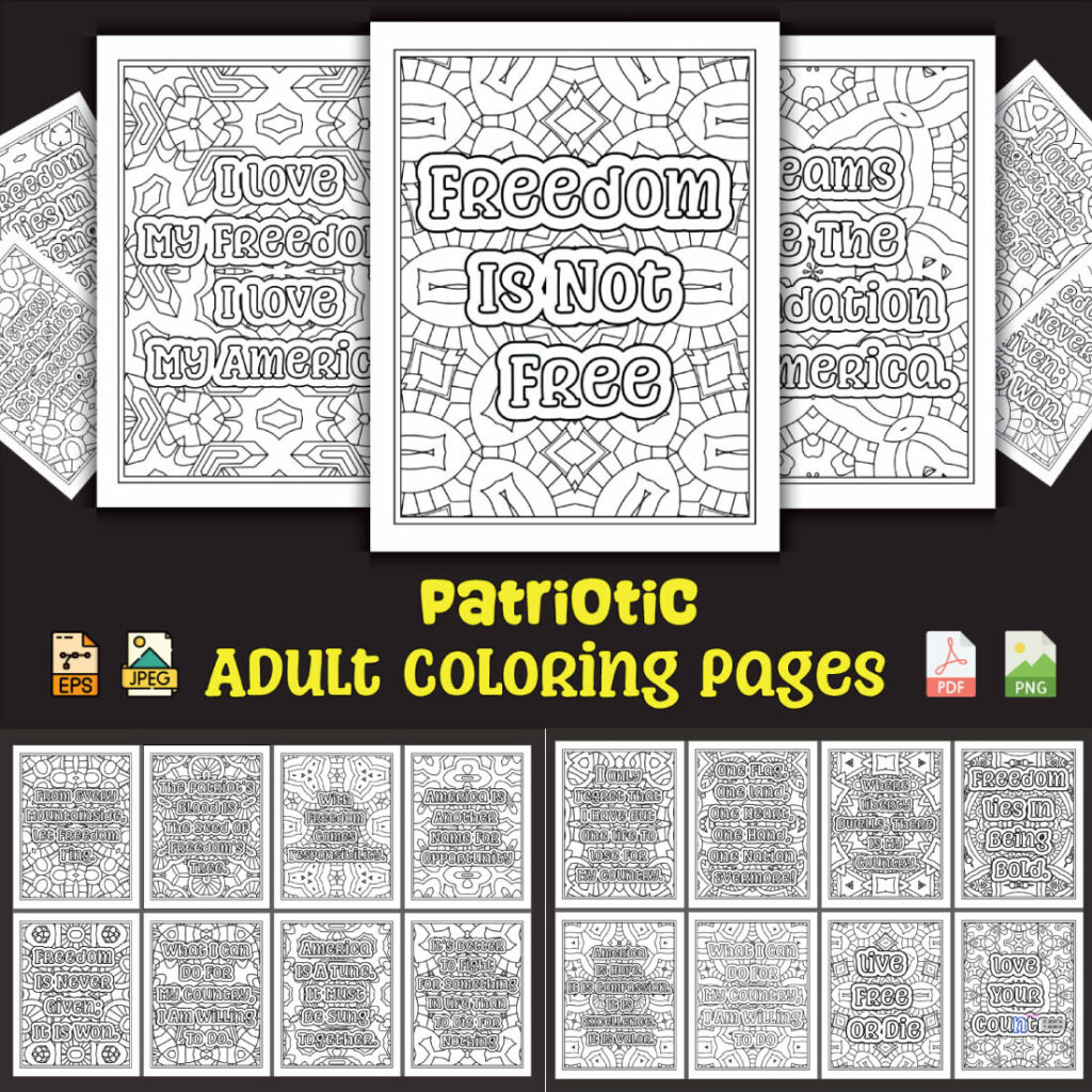Patriotic Coloring Pages for Adults KDP Coloring Book - MasterBundles