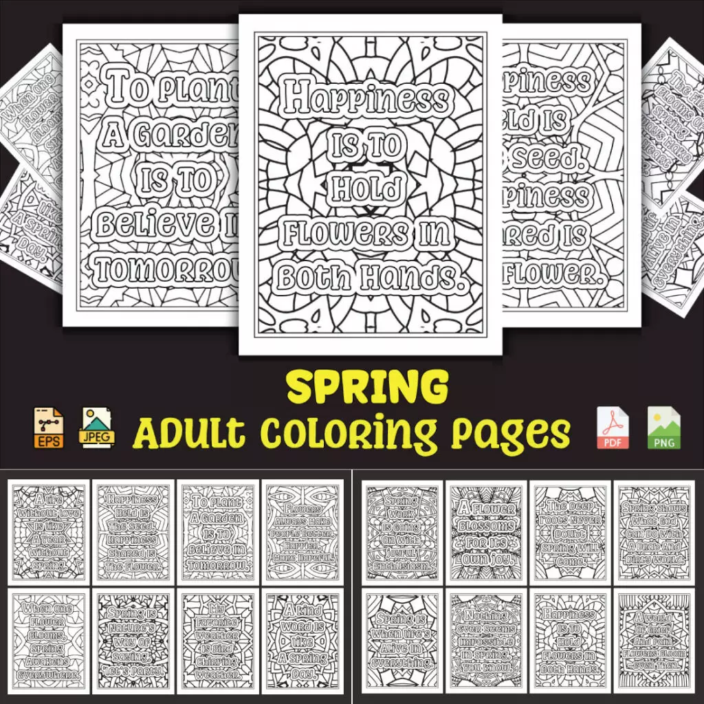 Spring Coloring Pages for Adults KDP Coloring Book - MasterBundles