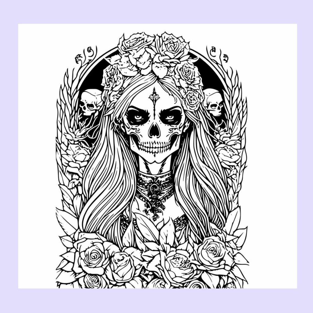 A Gothic girl with a skull and roses headdress horror and creepy ...