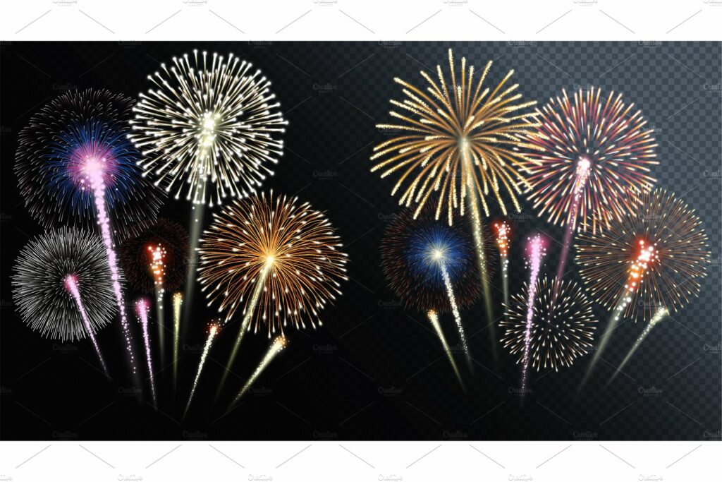 Two groups of isolated fireworks – MasterBundles