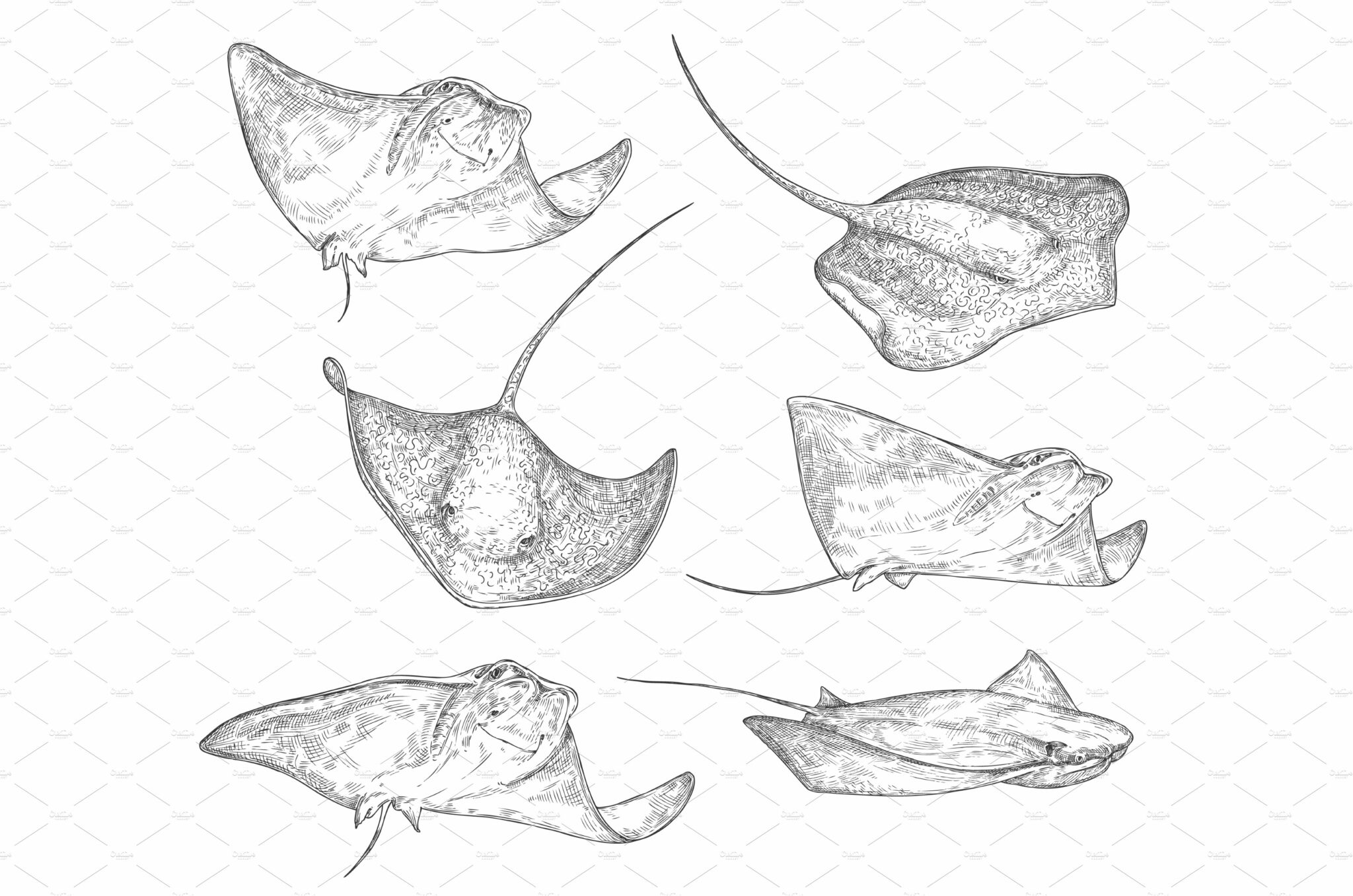 Stingray underwater manta ray sketch – MasterBundles