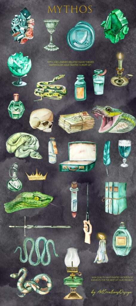 Watercolor Mythos Clipart Set – MasterBundles