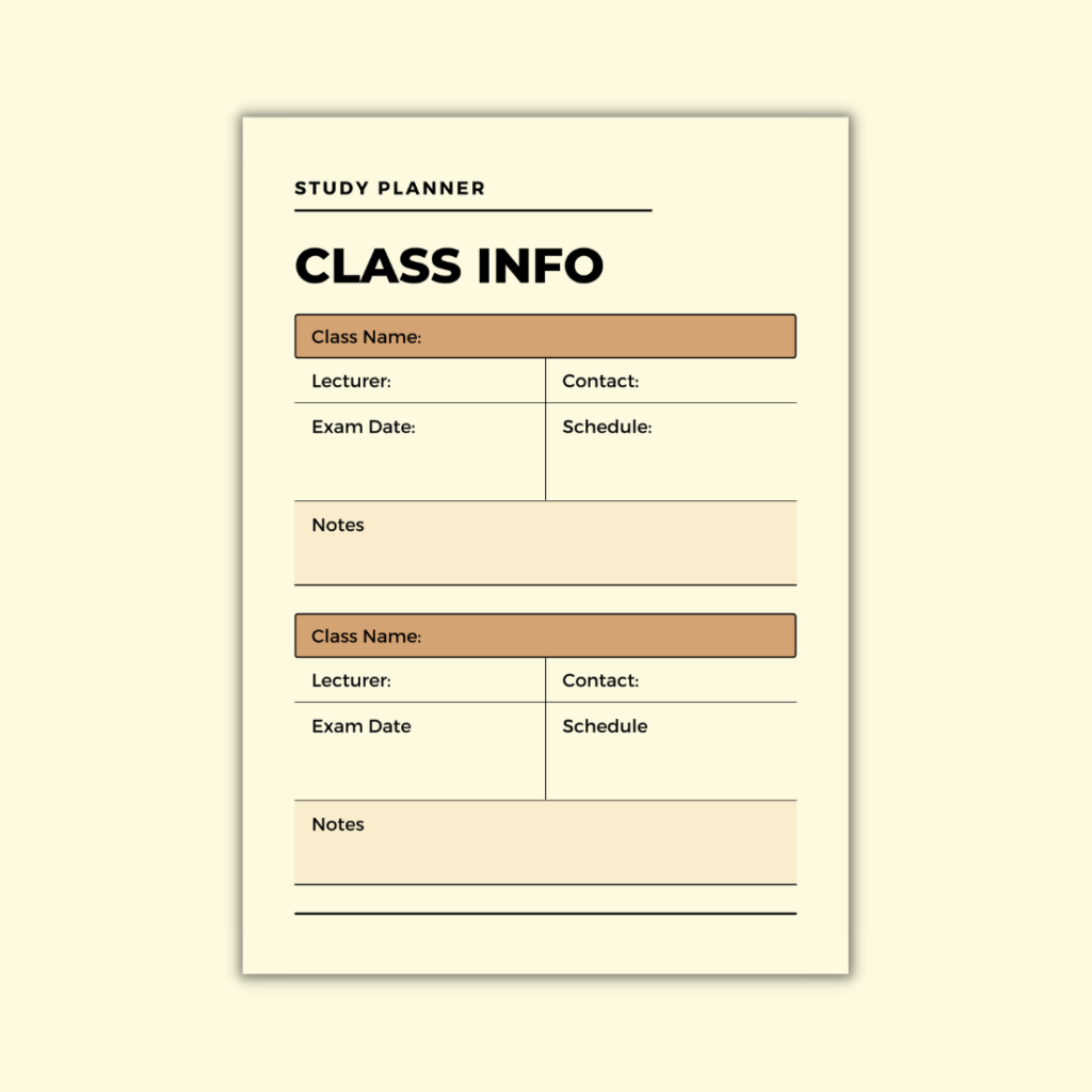 Study Class Overview Planner Canva Template - MasterBundles