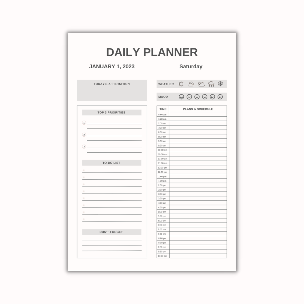 4 Minimalist Dated Personal Daily Planners - MasterBundles