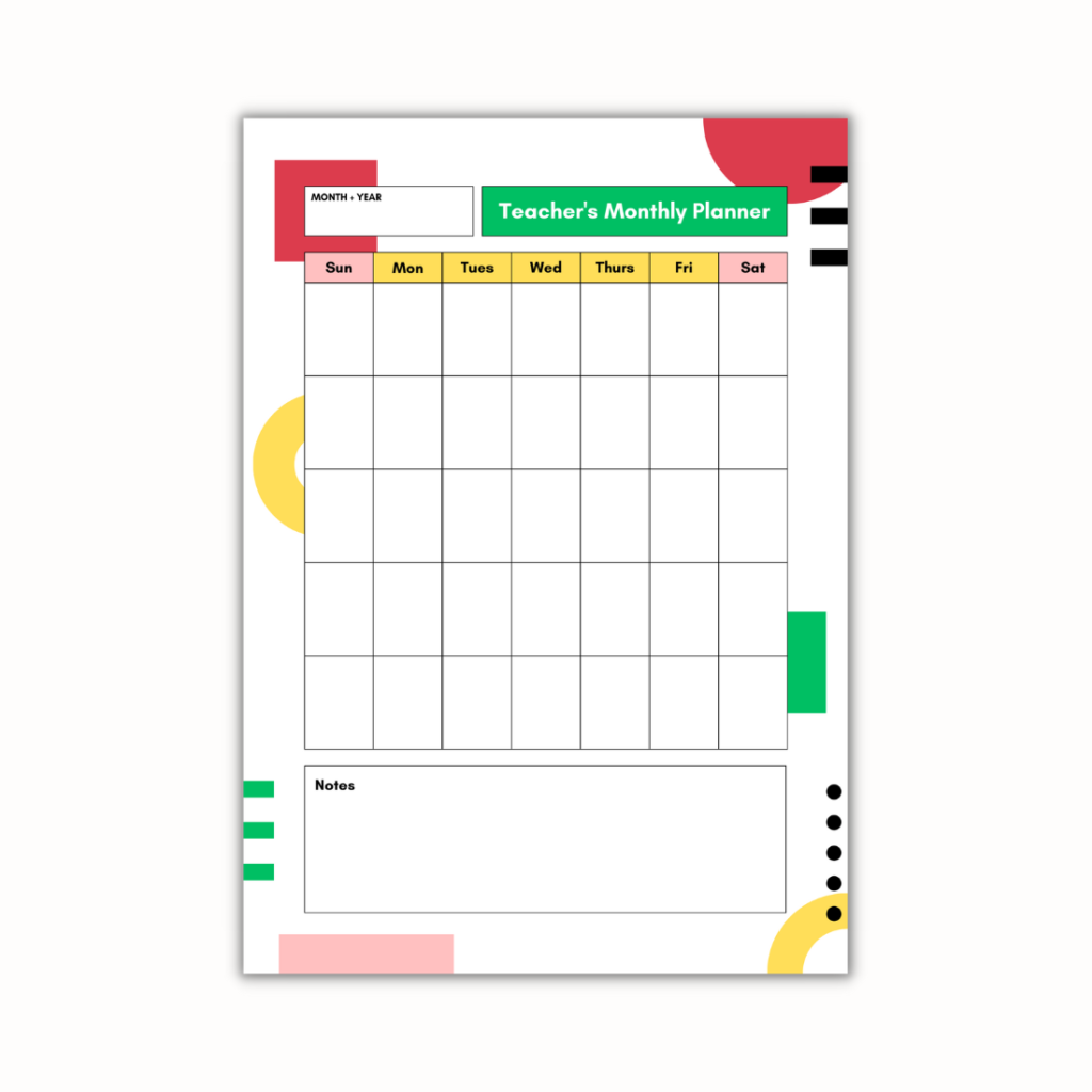 Daily Weekly Monthly School Teacher Planner Template - MasterBundles