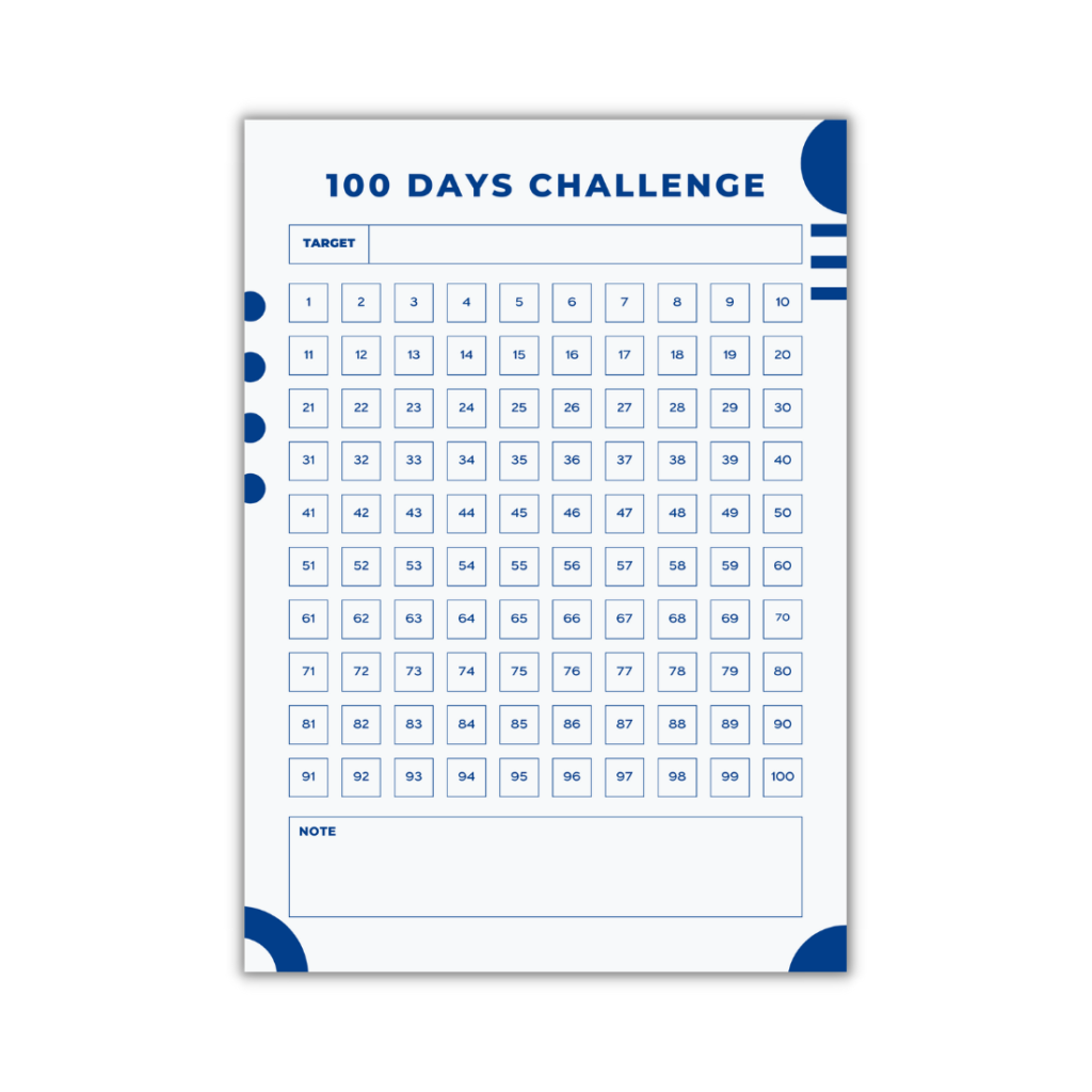 100 Days Challenge Habit Checklist Planner Template - MasterBundles