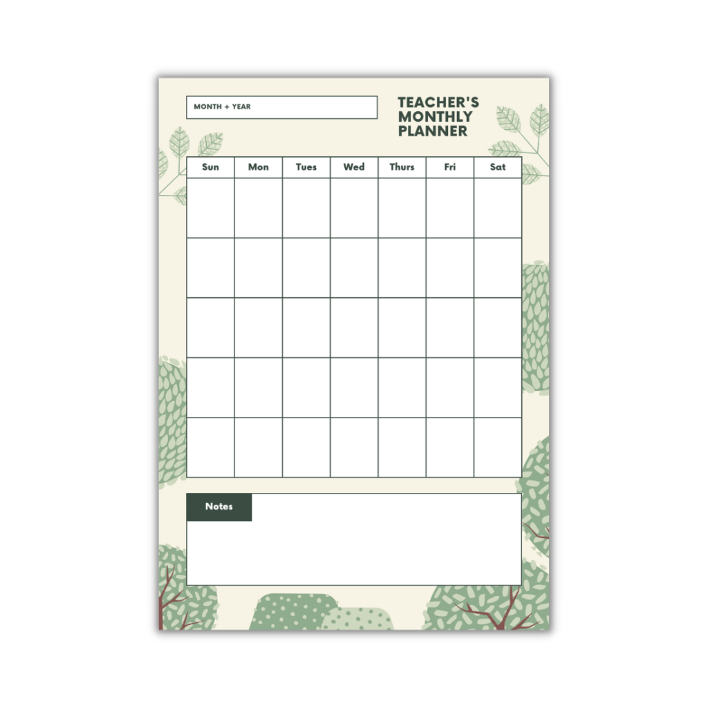Daily Weekly Monthly School Teacher Planner - MasterBundles